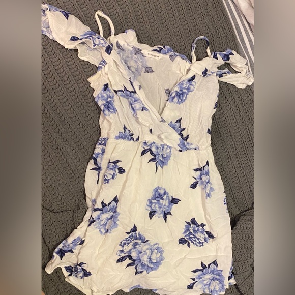 Blu Pepper | Dresses | Blu Pepper Blue And White Flower Printed Dress ...